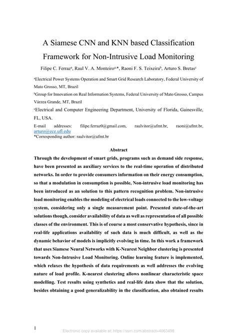 Pdf A Siamese Cnn And Knn Based Classification Framework For Non Intrusive Load Monitoring