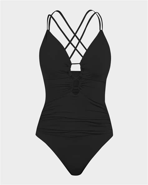 La Blanca Lace Up One Piece Swimsuit Neiman Marcus