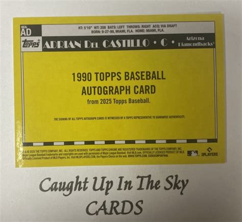 2025 Topps Series 1 Adrian Del Castillo Rc Silver Pack Auto 209299 Dbacks Ebay
