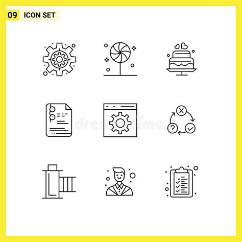 9 Thematic Vector Outlines And Editable Symbols Of Development Coding