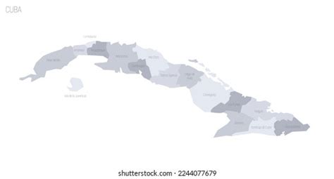 Cuba Political Map Administrative Divisions Provinces Stock Vector