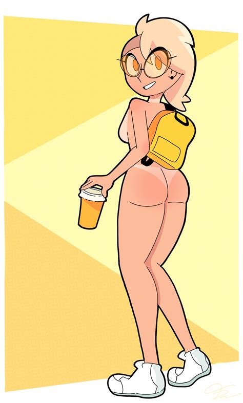 Rule 34 Backpack Bag Blonde Hair Blush Casual Coffee Coffee Cup Davesdoodles Earrings Eyewear