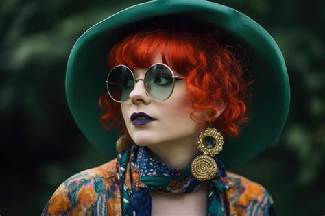 Premium Ai Image Quirky And Eccentric Portrait Of A Woman With Unique
