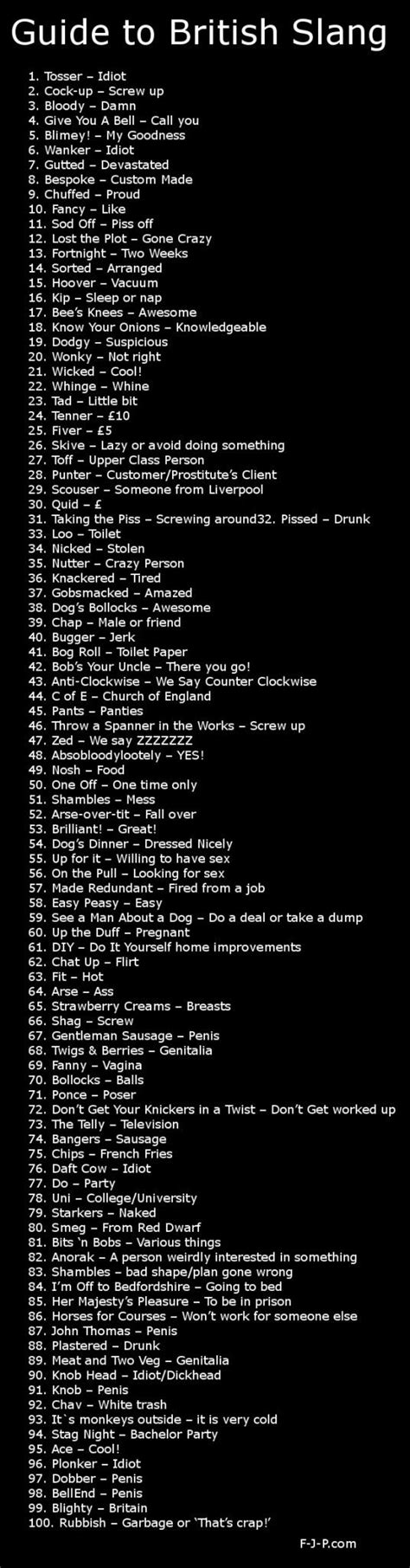 Guide To British Slang Tfe Times
