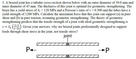 Solved A Brazed Joint Has A Tubular Cross Section Shown
