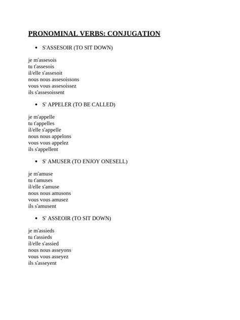 Pronominal Verbs Pdf