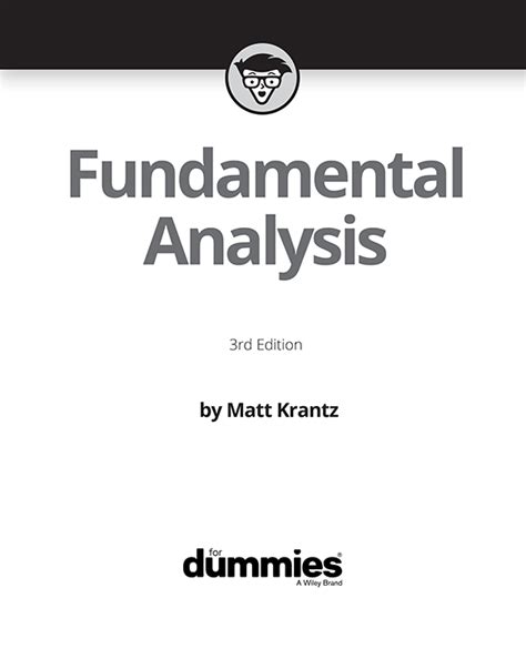 Title Page Fundamental Analysis For Dummies 3rd Edition Book