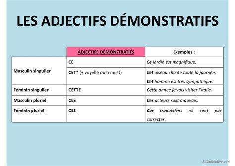 Les Adjectifs Et Les Pronom English Esl Powerpoints