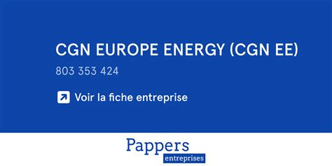 Société Cgn Europe Energy Cgn Ee Chiffre Daffaires Statuts Extrait Dimmatriculation