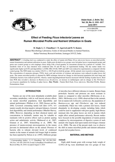 Pdf Effect Of Feeding Ficus Infectoria Leaves On Rumen Microbial Profile And Nutrient
