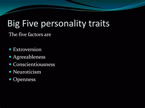 Five Factor Model Of Personality And Transformational Leadership Pptx