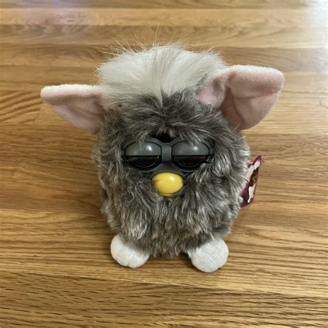 1998 Tiger Furby Model 70 800 Wolf Gray White With Pink Ears And Brown