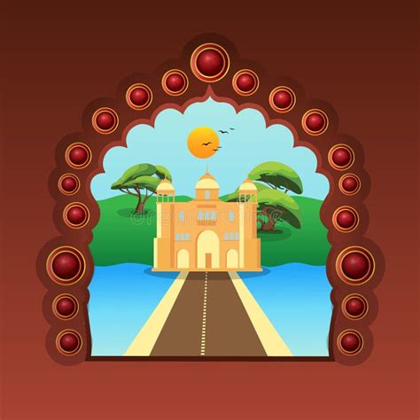 Beautiful Palace Vector Art 2d Background Design Stock Vector