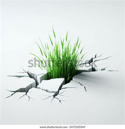 Isolated Grass Breaking Through White Ground Ai Generated Image 2472103349 Shutterstock