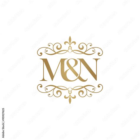 Mandn Initial Logo Ornament Ampersand Monogram Golden Logo Stock Vector
