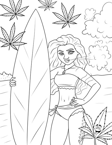 Stoner Girl Coloring Pages Etsy Your Place To Buy And Sell All