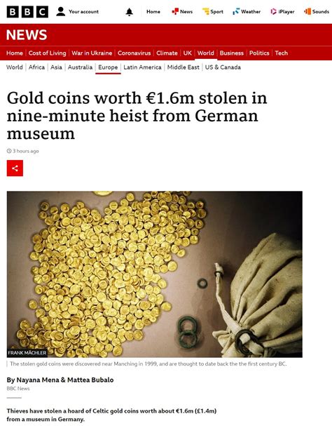 Gold Coins Worth €16m Stolen In Nine Minute Heist From German Museum