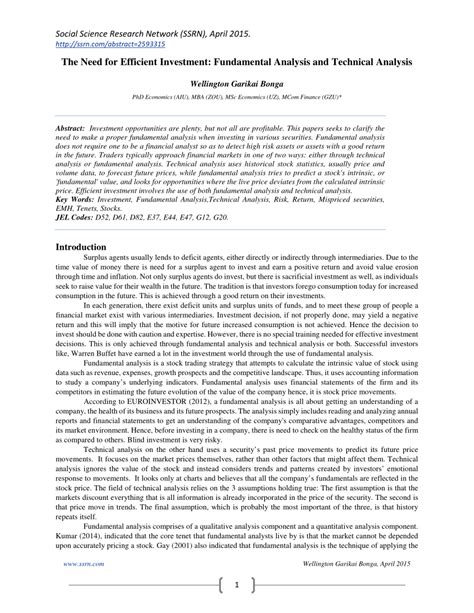 Pdf The Need For Efficient Investment Fundamental Analysis And Technical Analysis