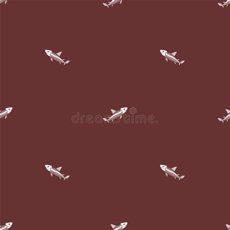 Fish Skeleton Pattern Seamless Shark Skull Background Stock Vector