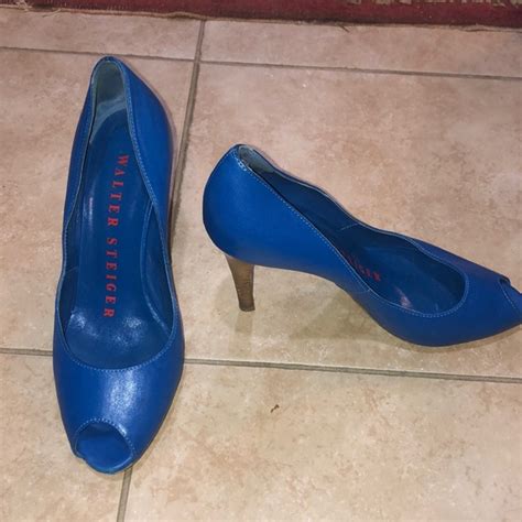 Walter Steiger Shoes Walter Steiger Blue Peep Toe Heel Poshmark