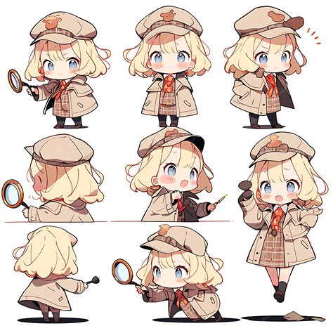 Premium Photo Colorful Female Chibi Kawaii Police Detective Detective Fashion Dark Creative