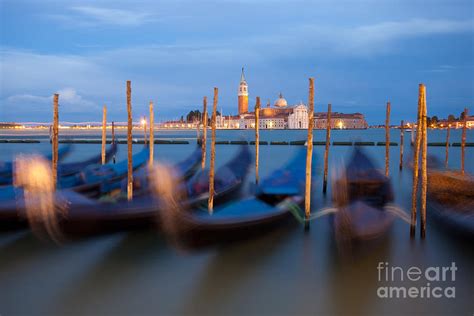 Venice Italy Moving Gondolas After Sunset Photograph By Jan Hruby