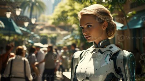 Female Robot With Realistic Human Face Generative Ai 30502943 Stock