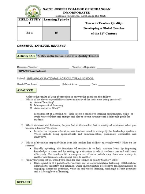 Fs1 Ep 15 Pdf Teachers Classroom