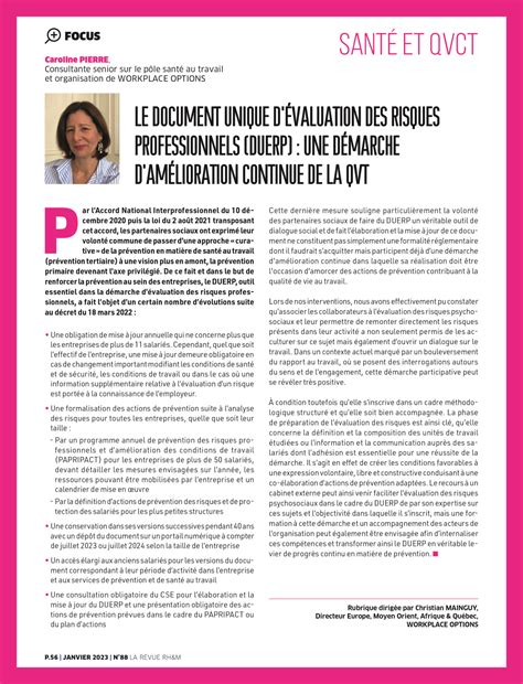 Le Document Unique Dévaluation Des Risques Professionnels Duerp Une Démarche Damélioration
