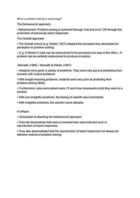 What Is Problem Solving In Psychology Kohler 1927 Adapted The