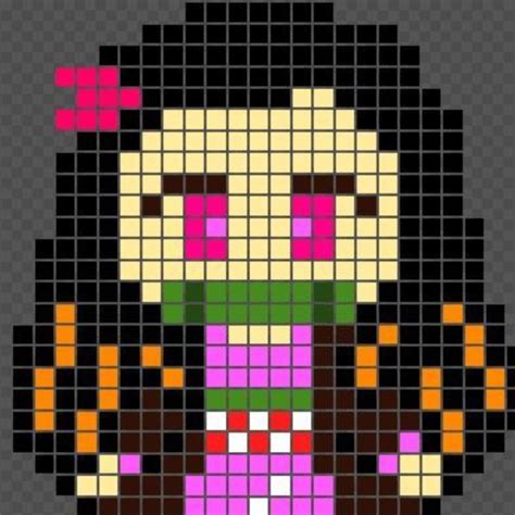 Pixel Art Demon Slayer Modèle Coloriage Facile Dessin à Imprimer