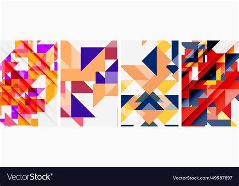 Set Of Colorful Triangle Poster Cover Template Vector Image