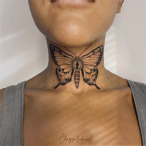 25 Cool Butterfly Neck Tattoo Ideas For Men And Women In 2023