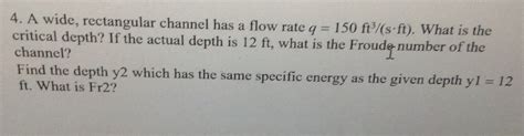 Solved A Wide Rectangular Channel Has A Flow Rate Q Chegg
