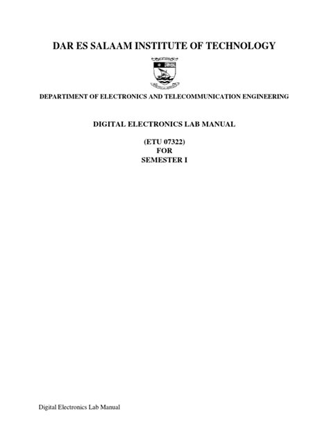 Etu 07322 Digital Electronic Lab Manual Pdf Logic Gate Digital