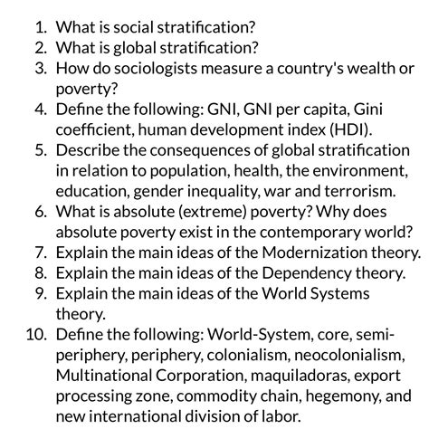 Solved What Is Social Stratificationwhat Is Global