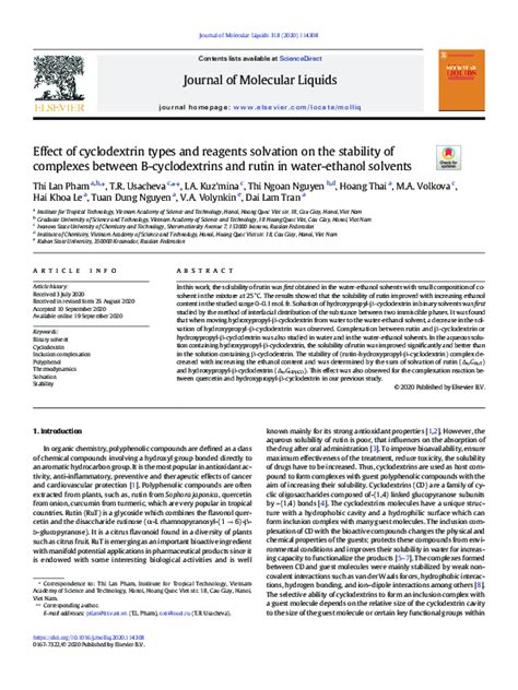 Pdf Effect Of Cyclodextrin Types And Reagents Solvation On The