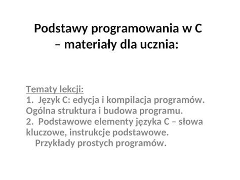 PPT Podstawy programowania w C materiały dla ucznia DOKUMEN TIPS