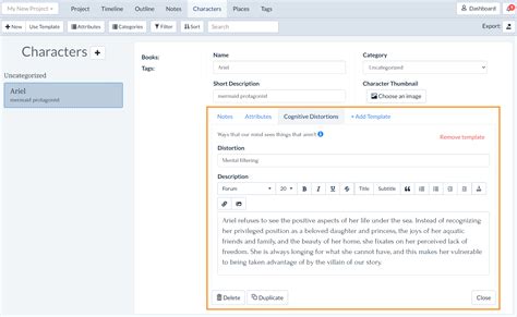 Cognitive Distortions Create Flawed Deep Characters Template