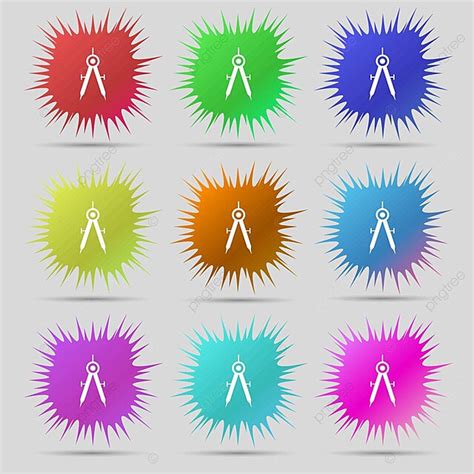 Vector Set Of Nine Original Mathematical Compass Icons With Needle Buttons Vector Accuracy Set