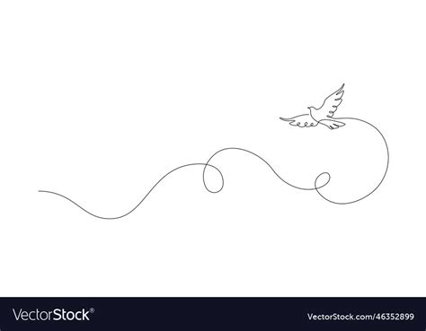Flying Dove In One Continuous Line Drawing Bird Vector Image
