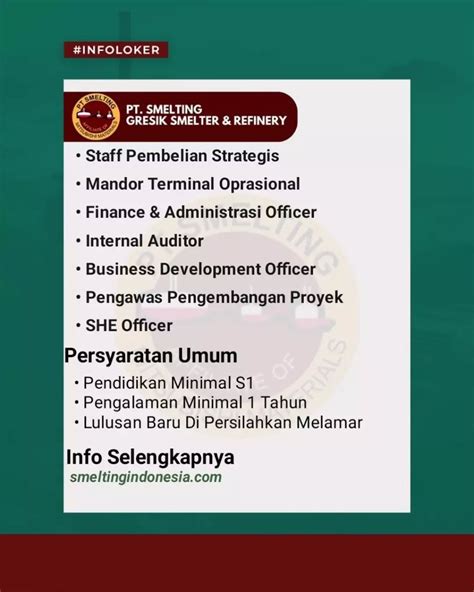 Lowongan Kerja PT Smelter Freeport PT Smelting Indonesia Gresik – LAMONGANPOS