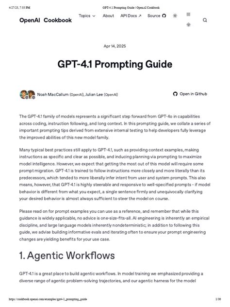 Gpt 41 Prompting Guide Openai Cookbook Pdf Debugging Computer Programming