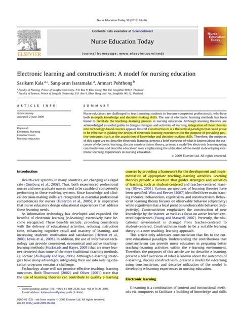E Learning And Constructivism In Nursing Pdf Constructivism