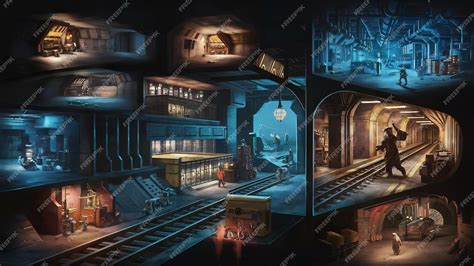 Premium Photo 3d Illustration Underground Bunker Or Subway Station Or