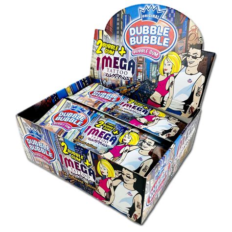 Dubble Bubble Mega Tattoo Gum Kaugummi Mit Tattoos 24 Packungen Je 8g