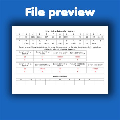 Binary Numbers One Off Activity Andy Lutwyche