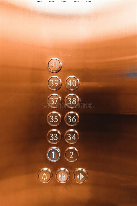 Elevator Floor Buttons On Brass Lift Panel Stock Image Image Of Panel
