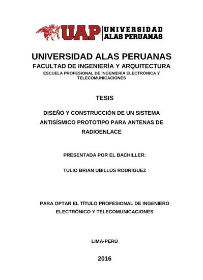 Diseño Y Construcción De Un Sistema Antisísmico Prototipo Para Antenas De Radioenlace