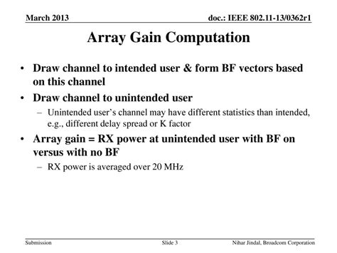 Beamforming Array Gain To Intended And Unintended Users Ppt Download